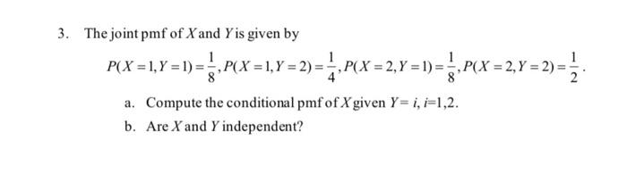 Solved 3. The joint pmf of X and Y is given by | Chegg.com