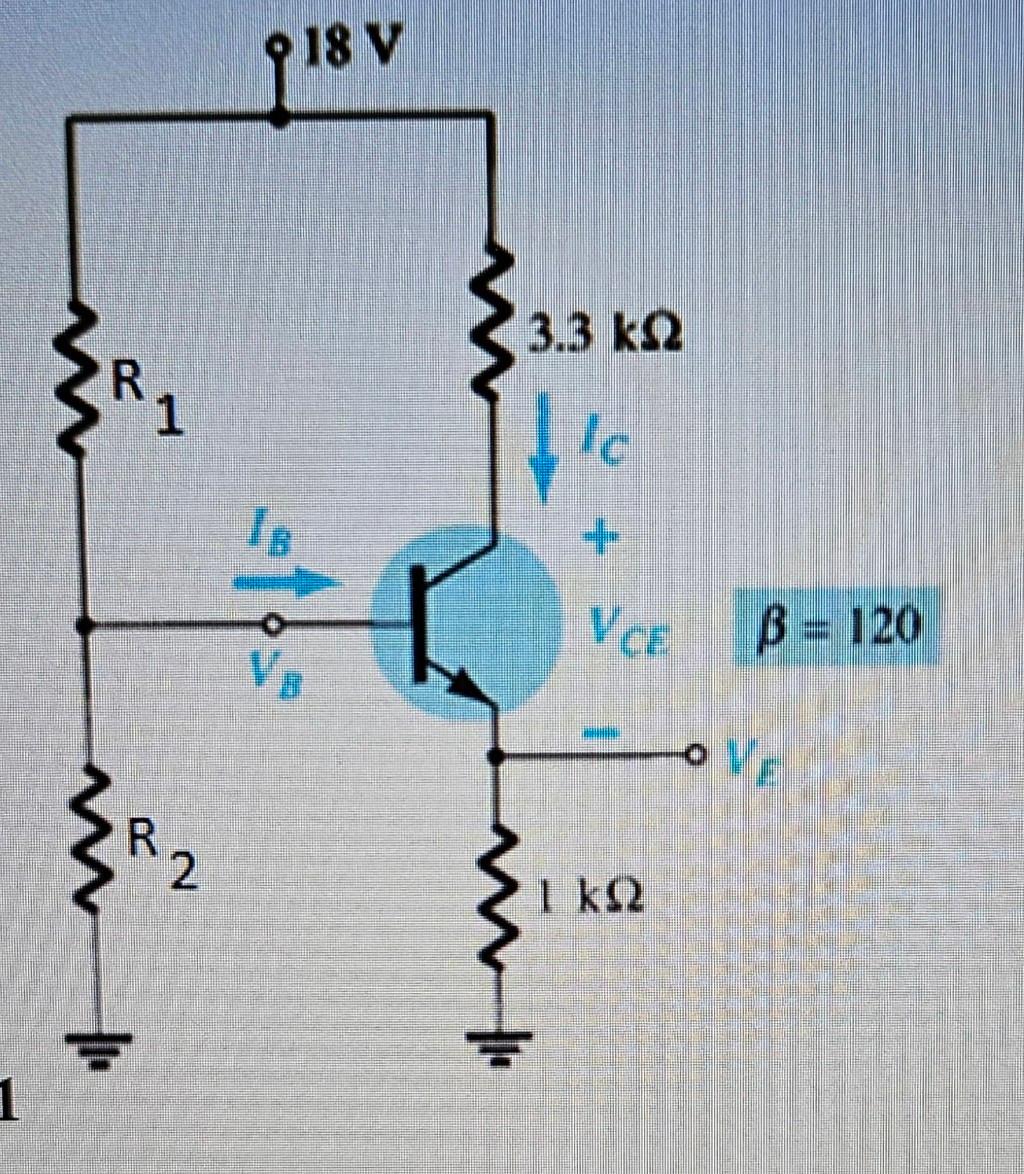 Solved R1=100kOhms R2 =17kOhms Determine: a. IcQ b. | Chegg.com