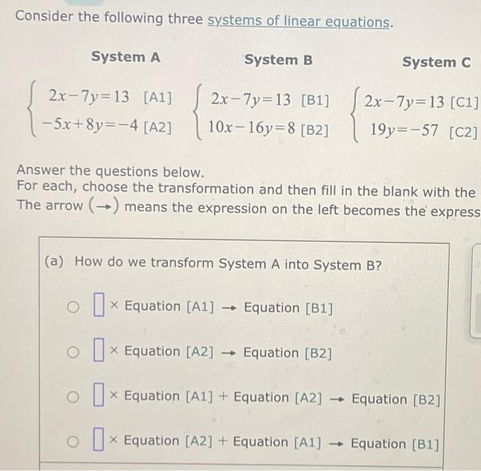 Solved Consider the following three systems of linear | Chegg.com