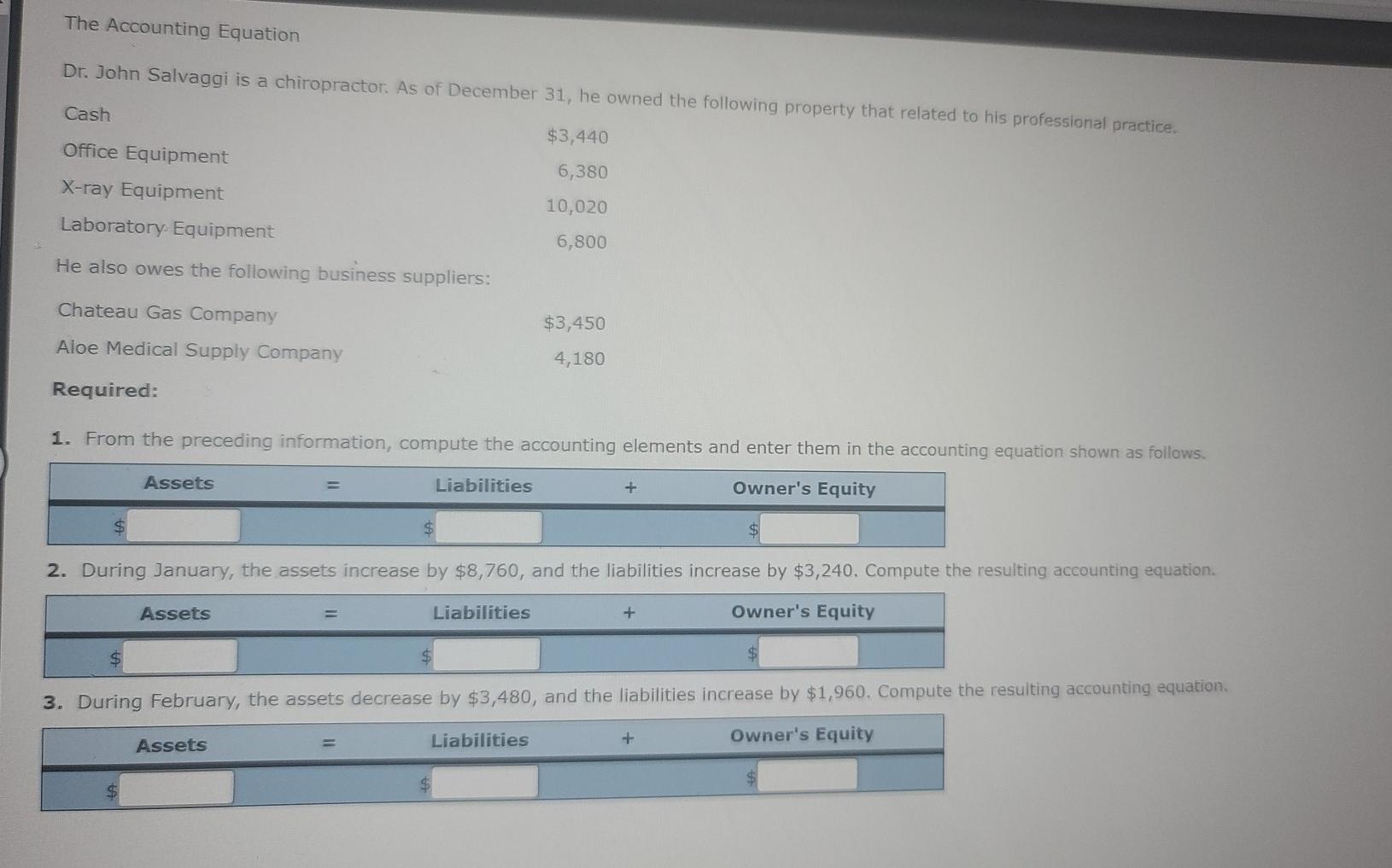 Solved The Accounting Equation Dr. John Salvaggi is a | Chegg.com