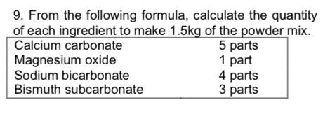Solved 9. From the following formula, calculate the quantity | Chegg.com