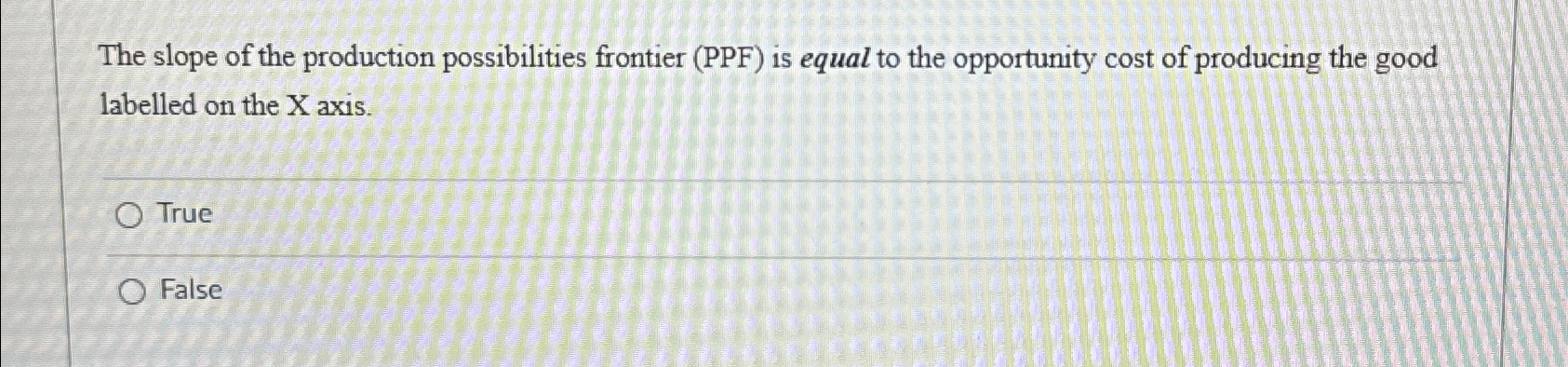 Solved The slope of the production possibilities frontier | Chegg.com