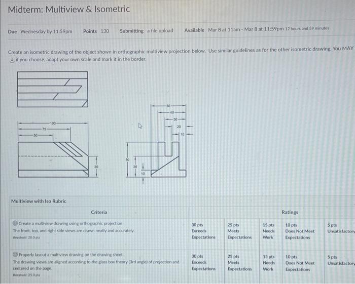 Create an isometric drawing of the object shown in | Chegg.com