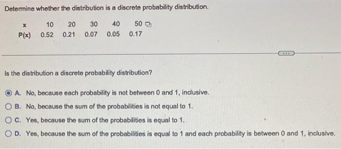 Solved Determine whether the distribution is a discrete | Chegg.com