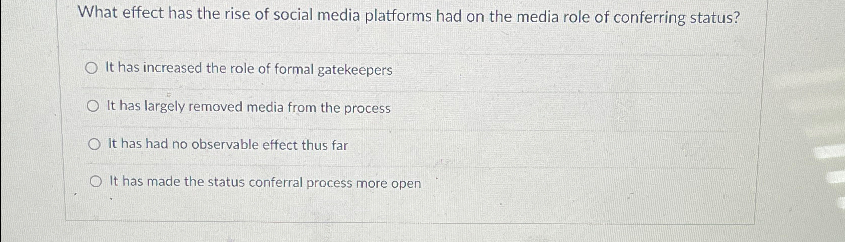 Solved What effect has the rise of social media platforms | Chegg.com