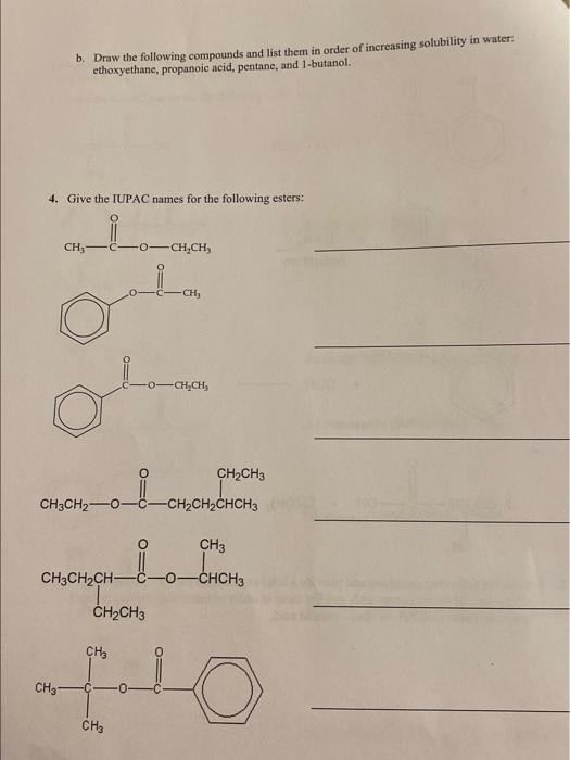 Solved 5. Complete the following esterification reactions. | Chegg.com