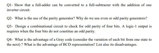 Solved Q1- Show that a full-adder can be converted to a | Chegg.com
