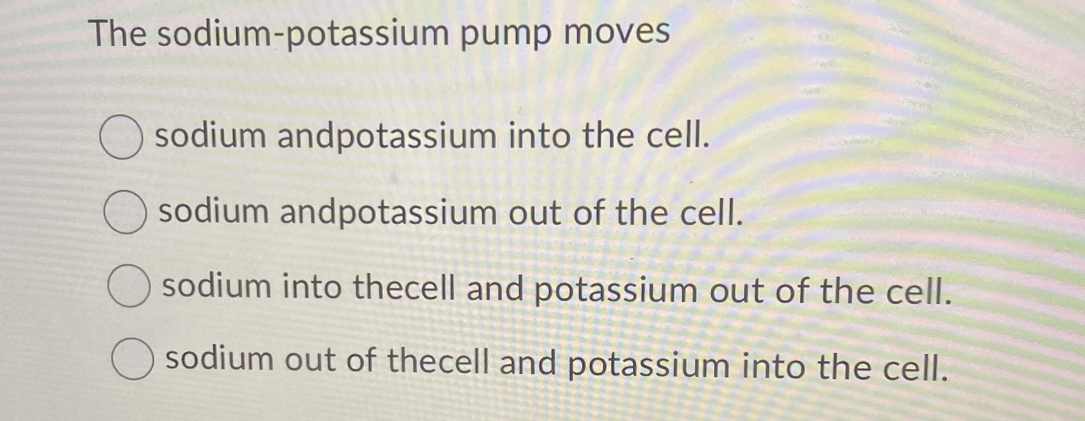 Solved The sodium-potassium pump movessodium andpotassium | Chegg.com