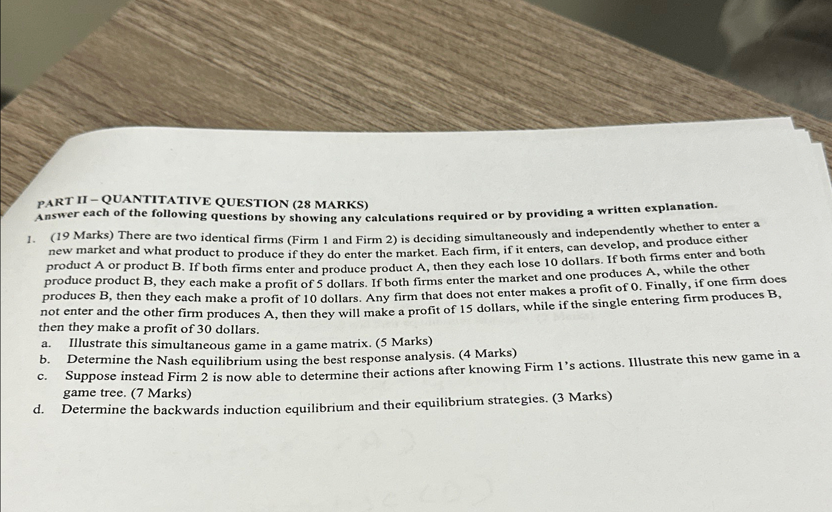 Solved PART II-QUANTITATIVE QUESTION (28 ﻿MARKS)Answer each | Chegg.com