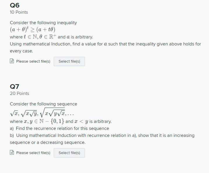 Solved Q6 10 Points Consider the following inequality (a +0) | Chegg.com