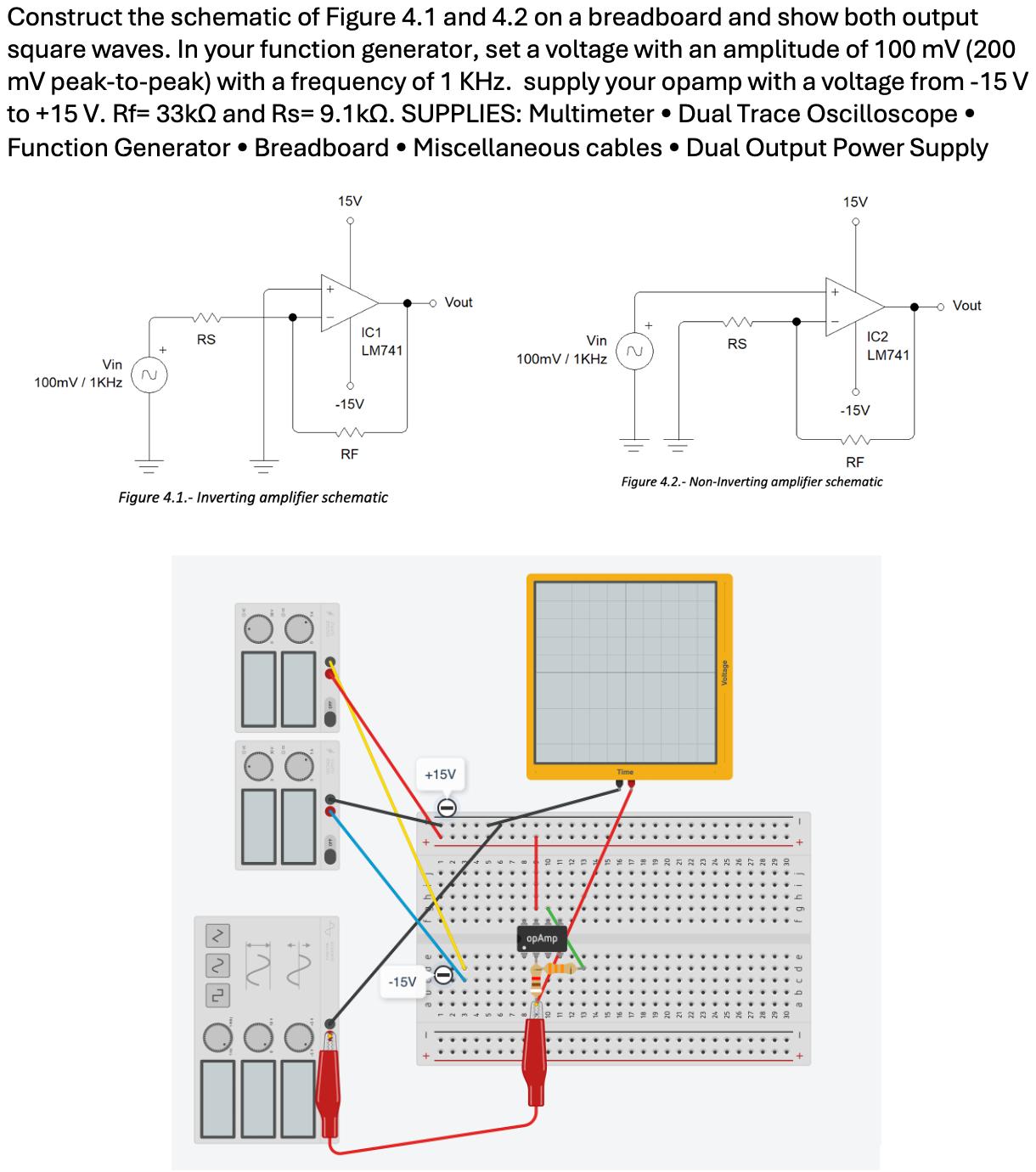 Solved Construct the schematic of Figure 4.1 ﻿and 4.2 ﻿on a | Chegg.com