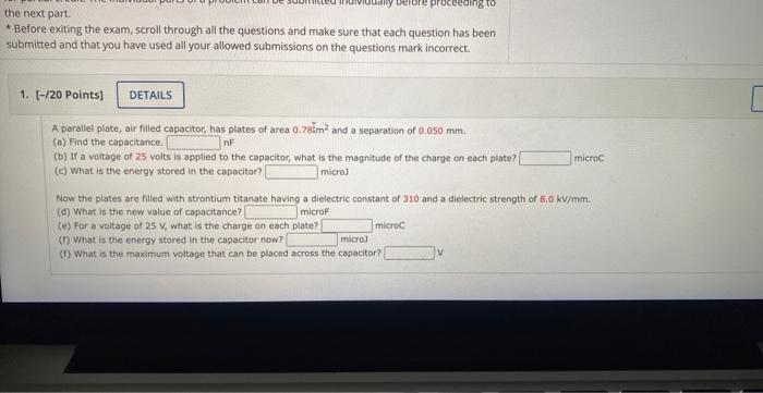Solved the next part. + Before exiting the exam, scroll | Chegg.com