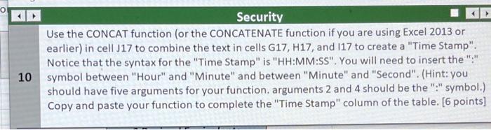 Solved Security Use the CONCAT function (or the CONCATENATE | Chegg.com