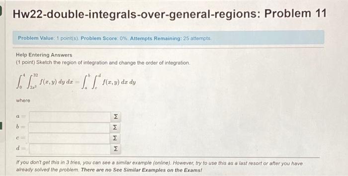 Solved Hw22-double-integrals-over-general-regions: Problem | Chegg.com