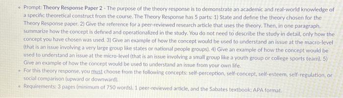- Prompt: Theory Response Paper 2 - The purpose of | Chegg.com
