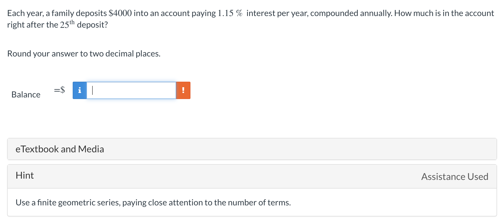 Solved Each year, a family deposits $4000 ﻿into an account | Chegg.com