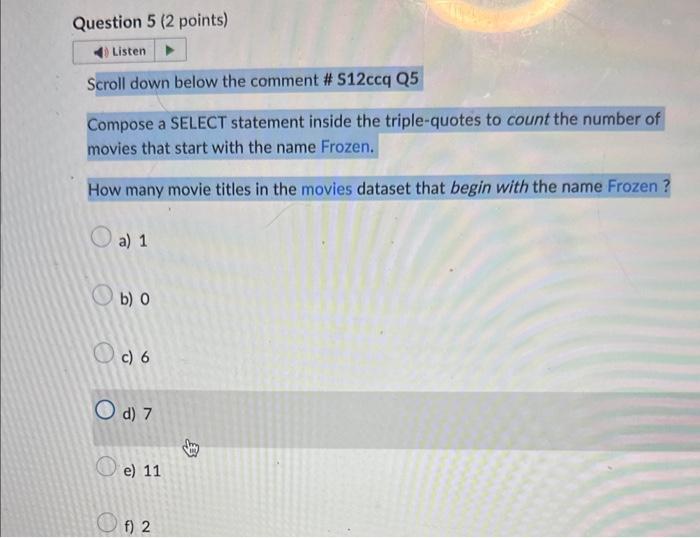 Scroll down below the comment \# S12ccq Q5 Compose a | Chegg.com