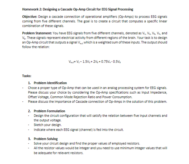 Solved Homework 2: Designing a Cascade Op-Amp Circuit for | Chegg.com