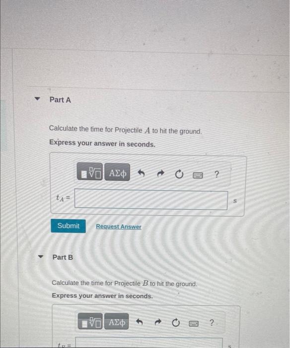 Solved Two projectiles are fired at 22 m/s from the top a | Chegg.com