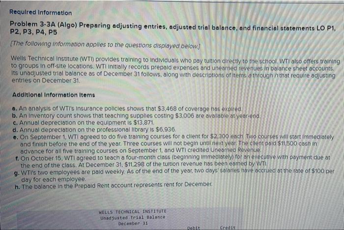 Solved Required Information Problem 3-3A (Algo) Preparing | Chegg.com