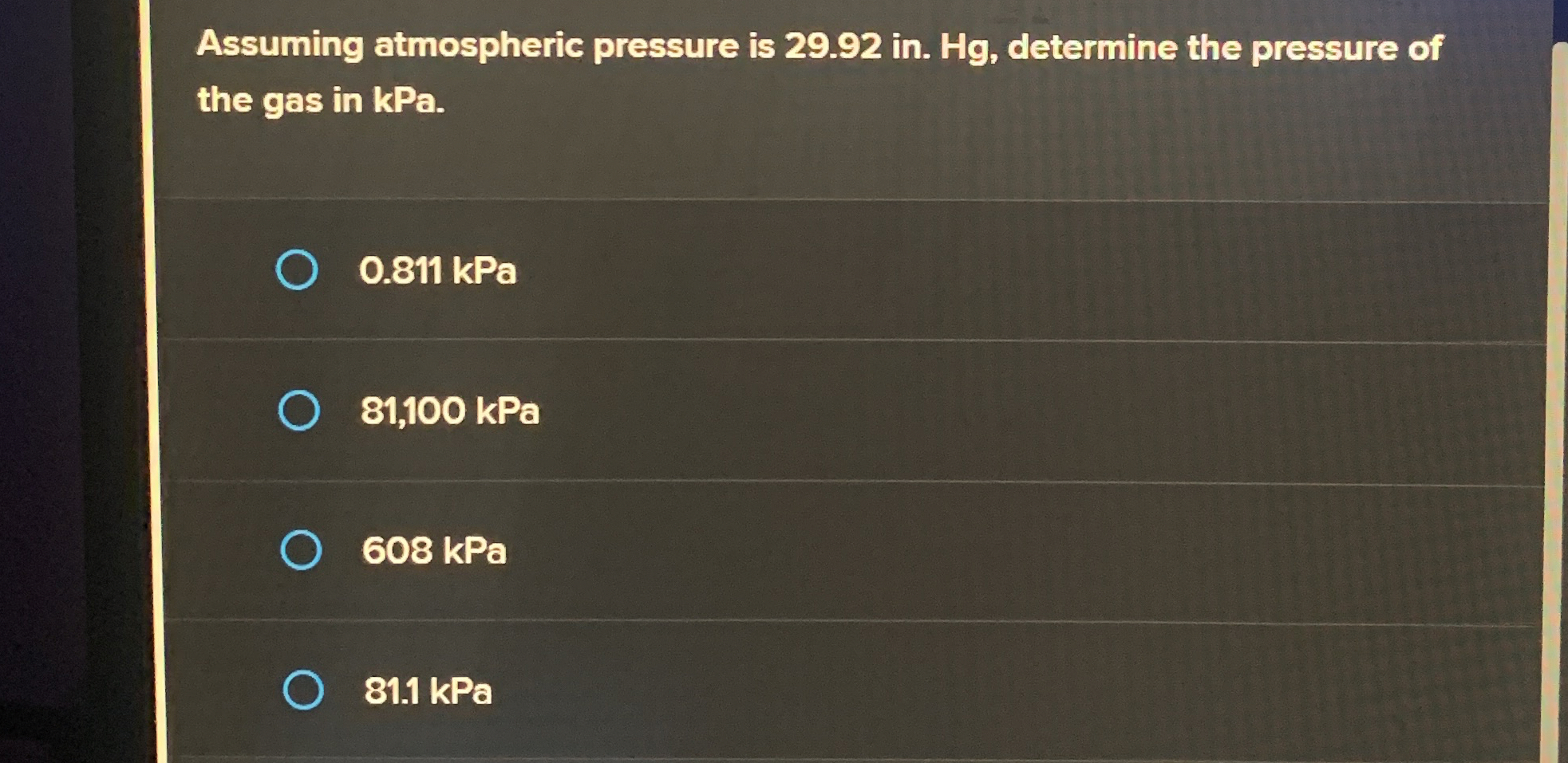 Solved Assuming atmospheric pressure is 29.92in.Hg, | Chegg.com