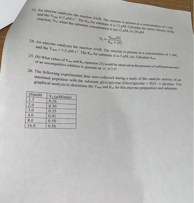 Solved 23. An enzyme catalyzes the reaction ASB. The ename | Chegg.com