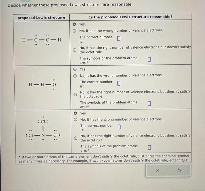 Solved Decide whether these proposed Lewis structures are | Chegg.com