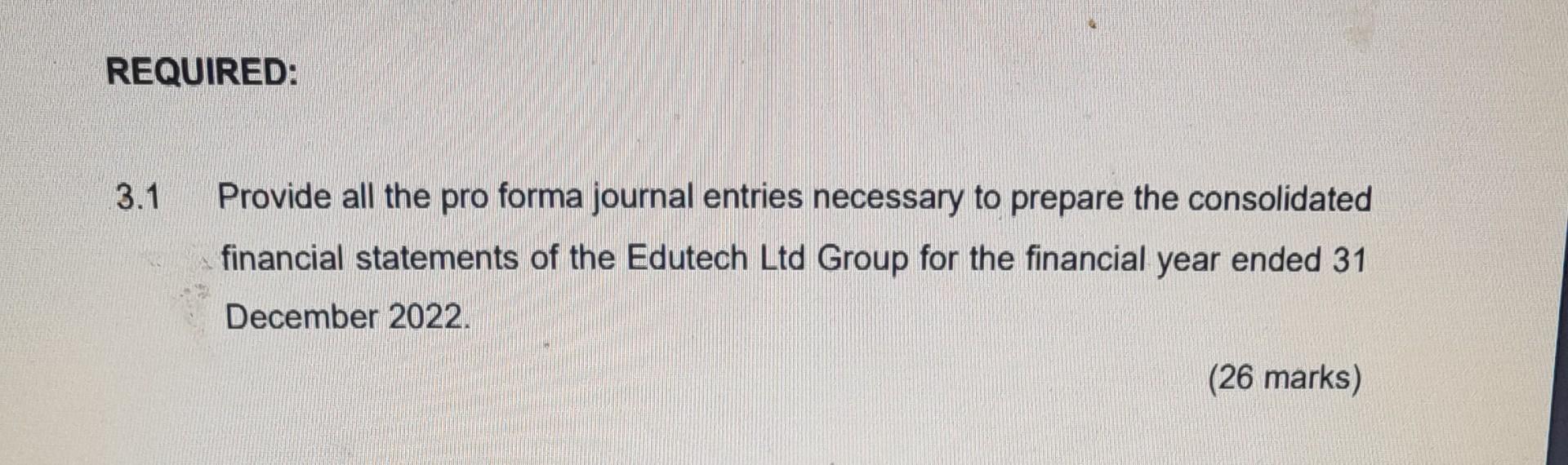 Solved 3.1 Provide all the pro forma journal entries | Chegg.com