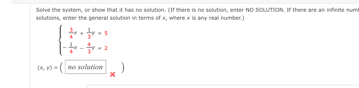 Solved Solve the system, or show that it has no solution. | Chegg.com