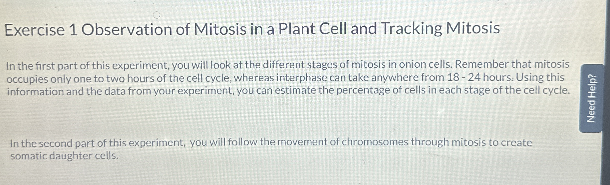 Solved Exercise 1 ﻿Observation of Mitosis in a Plant Cell | Chegg.com