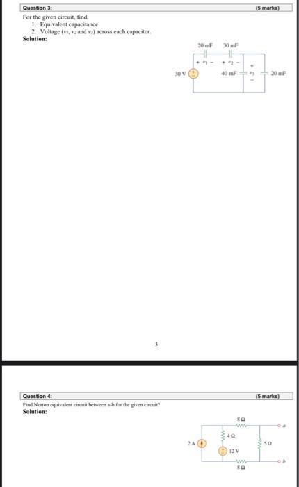 Solved For the given circuit, find, 1. Equivalent | Chegg.com