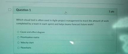 Solved Question 1Which visual tool is often used in Agile | Chegg.com