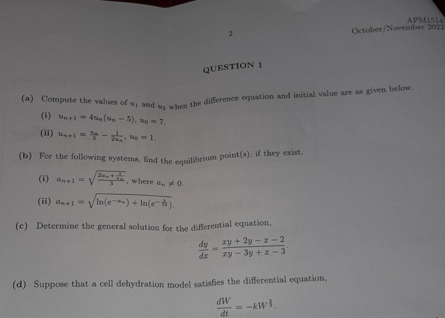 Solved (a) Compute the values of u1 and u2 when the | Chegg.com