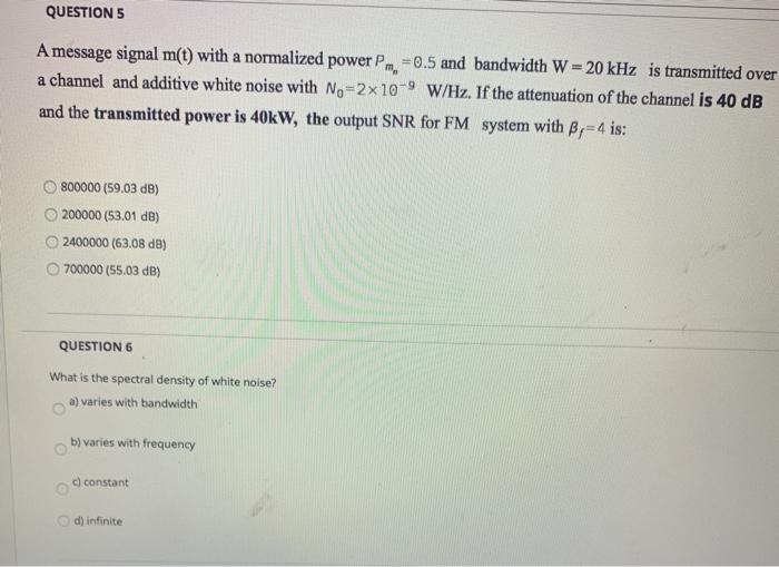 Solved QUESTION 1 An audio signal having a 5 kHz bandwidth | Chegg.com