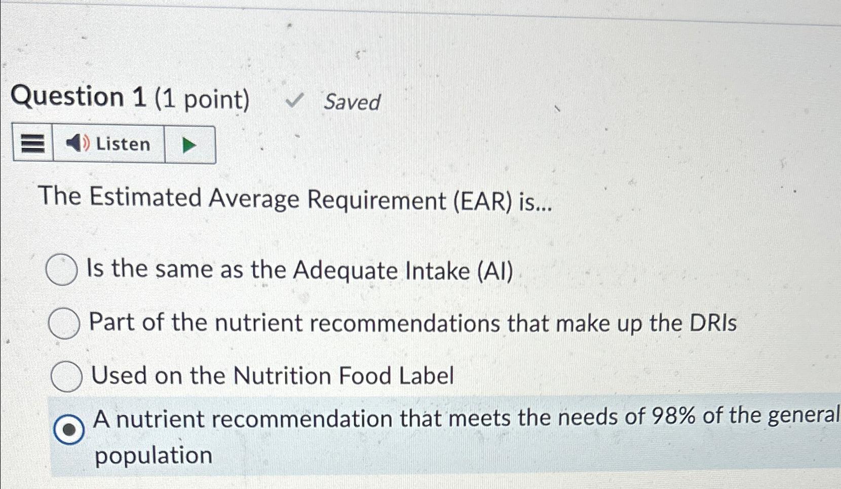 Solved Question 1 (1 ﻿point) ﻿SavedThe Estimated Average | Chegg.com