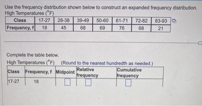 Solved Use the frequency distribution shown below to | Chegg.com