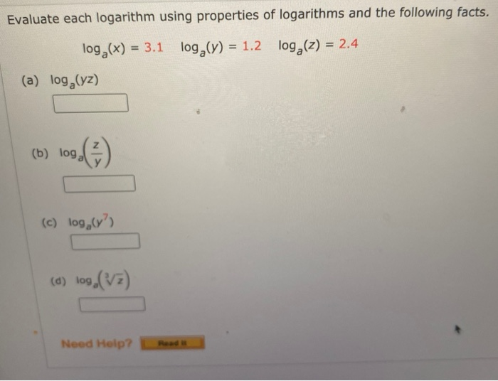 Solved Evaluate each logarithm using properties of | Chegg.com