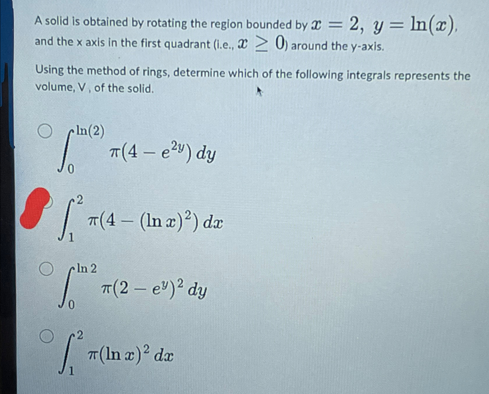 Solved A solid is obtained by rotating the region bounded by | Chegg.com