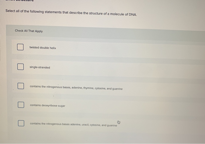 Solved Select all of the following statements that describe | Chegg.com