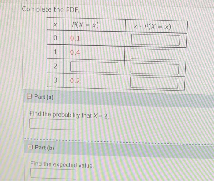 Solved Complete the PDF. Part (a) Find the probability that | Chegg.com