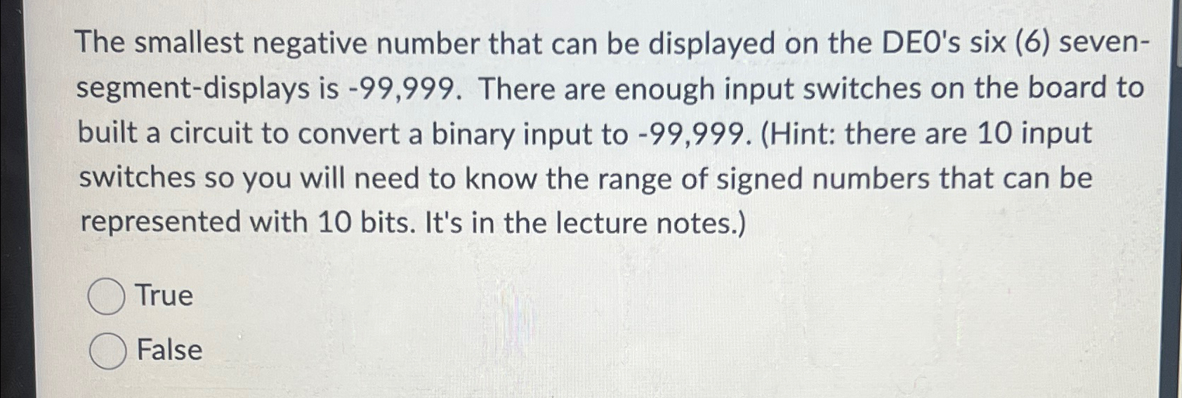 Solved The smallest negative number that can be displayed on | Chegg.com