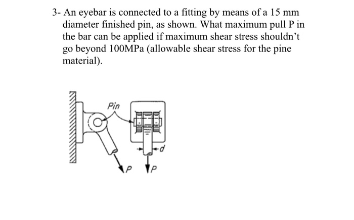 Solved 3- An eyebar is connected to a fitting by means of a | Chegg.com