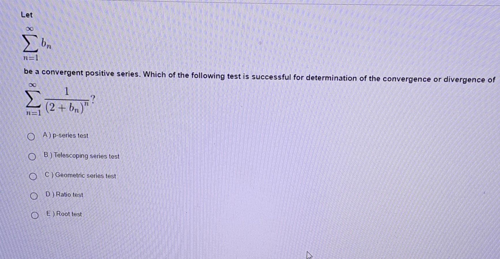 Solved ∑n=1∞bn be a convergent positive series. Which of the | Chegg.com