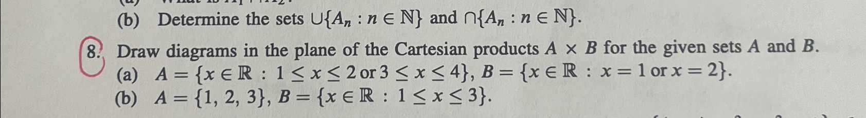Draw diagrams in the plane of the Cartesian products | Chegg.com