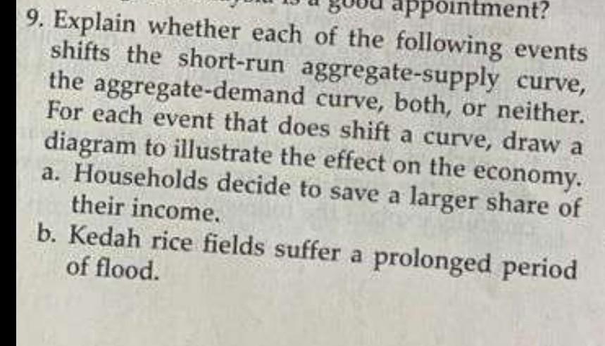 Solved 9. Explain whether each of the following events | Chegg.com