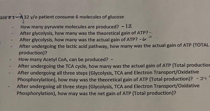 Solved ASe #− A 32y/o patient consume 6 molecules of glucose | Chegg.com