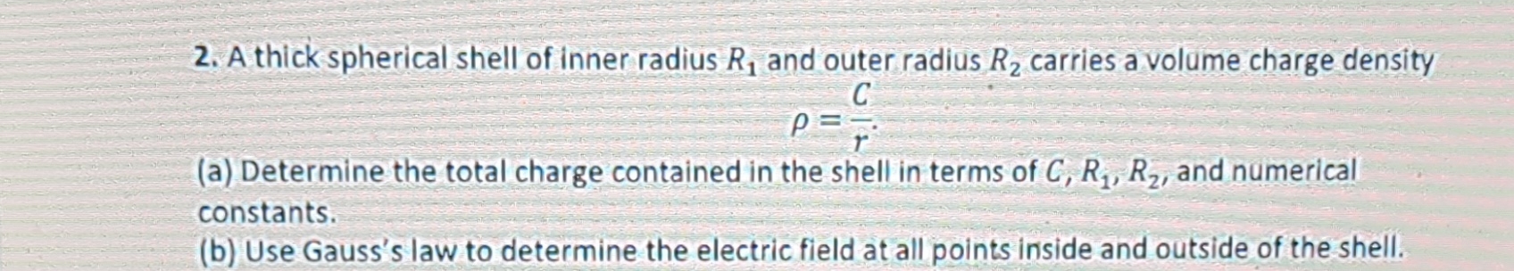 A thick spherical shell of inner radius R1 ﻿and outer | Chegg.com