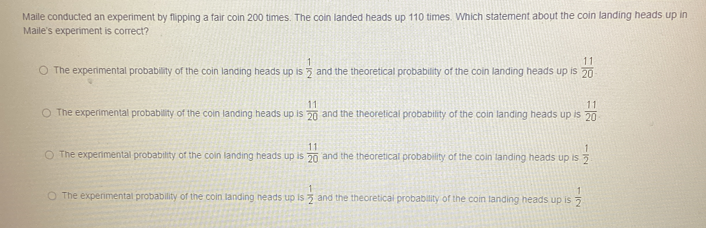 Solved Maile conducted an experiment by flipping a fair coin | Chegg.com