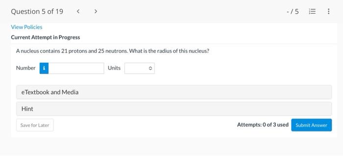 Solved Current Attempt in Progress A nucleus contains 21 | Chegg.com