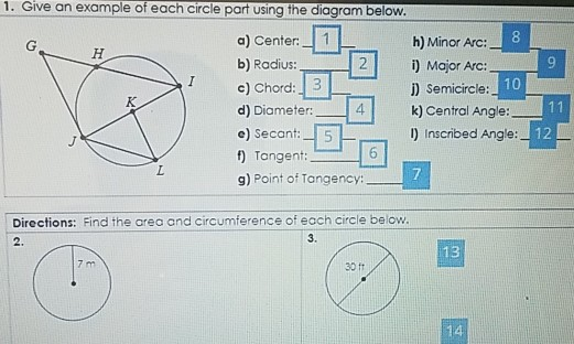 Solved give an example of each circle part using the | Chegg.com